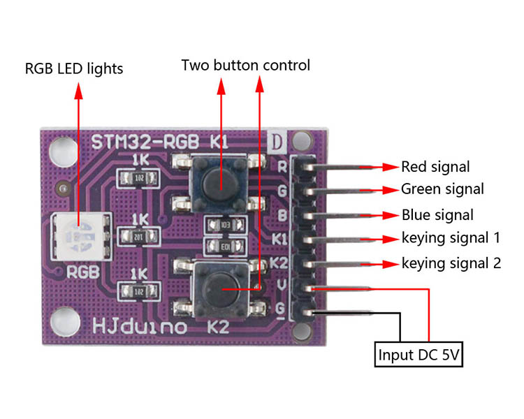 Rgb Led Driver Module 2bit Button Controller Pwm Programmable Led Lamp Led Module Arduino